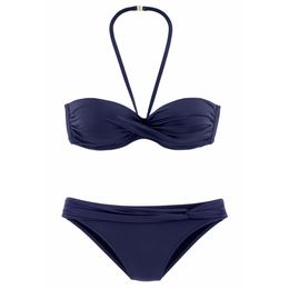Lascana Damen B&uuml;gel-Bandeau-Bikini, blau, Gr. 34, gl&auml;nzend, unifarben, Polyamid, Bikini-Sets, mit verschiedenen Tr&auml;gervarianten