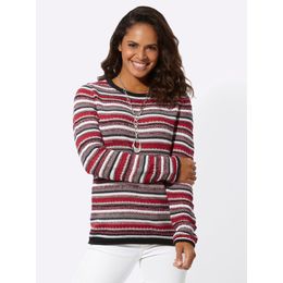 Casual Looks Damen Strickpullover "Streifenpullover", rot, Gr. 46, gemustert, gestreift, mehrfarbig, 62% Baumwolle, 38% Polyacryl, Pullover