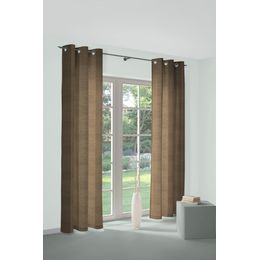Vorhang WIRTH, B:132cm H:145cm, braun, Jacquard, Polyacryl, Polyester, Wohnzimmer, Gardinen, "Niederau"