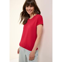 Cecil Damen T-Shirt, rot, Gr. S, unifarben, Jersey, Obermaterial: 50% Baumwolle, 50% Modal, Shirts, mit elastischem Bund