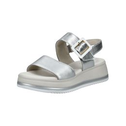 Gabor COMFORT Damen Riemchensandale "Gabor Comfort Sandalen Leder", Gr. 39, silber, Leder, Schuhe