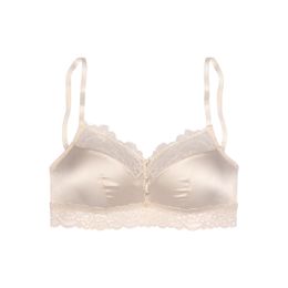 Lascana Damen Bralette-BH "Alana", Gr. 80, beige, Spitze, Obermaterial: 60% Seide, 32% Polyamid, 8% Elasthan, BHs, ohne B&uuml;gel mit hohem Seidenanteil