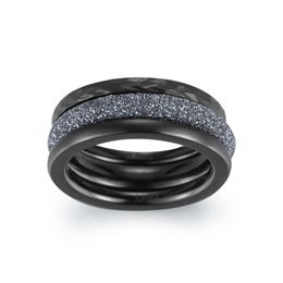 Kingka Damen Ring-Set "Stardust Noir", 56, Edelstahl, 7,5mm, schwarz, Edelstahl, Fingerringe