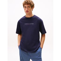 Herren T-Shirt "TEE CONT. LOGO", Tommy Hilfiger Underwear, Gr. M, blau, Jersey, Obermaterial: 100% Baumwolle, Shirts, mit Rundhals, normale Passform