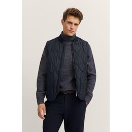 Bugatti Herren Steppweste "Airseries", blau, Gr. 48, unifarben, 100% Polyester, Westen, Regular Fit mit Wellensteppung