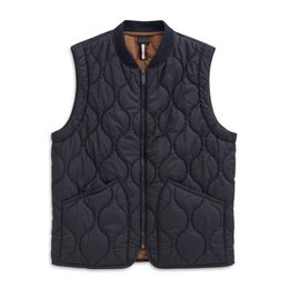 Bugatti Herren Steppweste "Airseries", blau, Gr. 46, unifarben, 100% Polyester, Westen, Regular Fit mit Wellensteppung