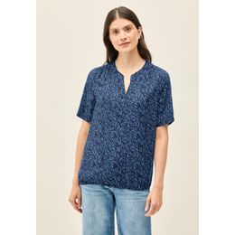 Cecil Damen Kurzarmbluse, blau, Gr. XS, bedruckt, Stoff, 100% Viskose, Blusen, aus softer Viskose
