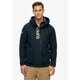 Superdry Herren Outdoorjacke "HOOD ULTIMATE EMB WINDBREAKER", blau, Gr. M, unifarben mit Farbeinsatz, Web, Obermaterial: 100% Polyester, Jacken
