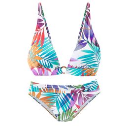 Lascana Damen Triangel-Bikini, wei&szlig;, Gr. 32, bedruckt, Obermaterial: 86% Polyamid, 14% Elasthan. Futter: 100% Polyamid, Bikini-Sets, mit kleinem