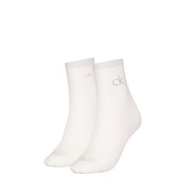 Damen Socken "CK WOMEN SHORT SOCK 2P SHINY LOGO", Calvin Klein Jeans, Gr. 35, wei&szlig;, Obermaterial: 33% Modal, 31% Polyamid, 30% Baumwolle, 4%