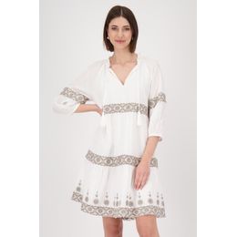monari Damen Blusenkleid "Kleid Stickerei", beige, Gr. 40, unifarben, Web, Obermaterial: 58% Baumwolle, 42% Modal. Futter: 100% Baumwolle, Kleider,