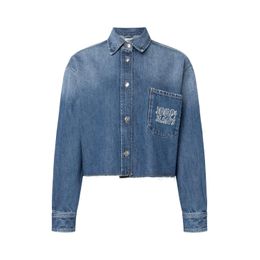 JOOP! JOOP JEANS Damen Jeansbluse "Udela", blau, Gr. M, unifarben, Denim/Jeans, Obermaterial: 100% Baumwolle, Blusen, mit bestickter Tasche