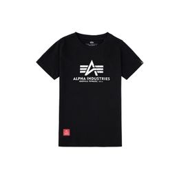 Mädchen T-Shirt "Basic T Foil Print Kids", schwarz, Gr. 8, Alpha Industries, Obermaterial: 100% Baumwolle, Shirts