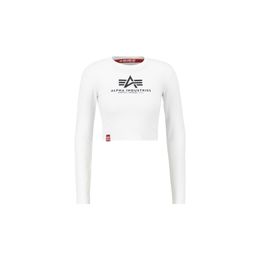 Damen Sweater "Basic Cropped Longsleeve W", weiß, Gr. S, Alpha Industries, Obermaterial: 95% Baumwolle, 5% Elastan, Sweatshirts