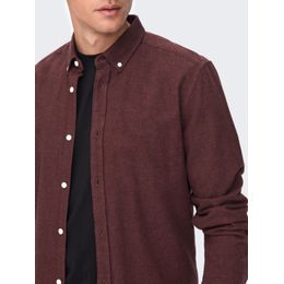 Only & Sons ONLY & SONS Herren Langarmhemd "ONSNIKOLA LS MELANGE SHIRT OTL"burnt henna detail:melange, Gr. M, meliert, Web, Obermaterial: 100% Baumwolle, Hemden
