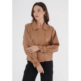 FRESHLIONS Damen Outdoorjacke "Mina", braun, Gr. L, unifarben, 100% Polyester, Jacken, mit Riegeln an den &Auml;rmeln