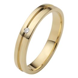 Firetti Damen Trauring "Schmuck Geschenk Gold 750 Hochzeit Ehering "LIEBE"", 52, 0,02 SI = kleine Einschl&uuml;sse mit Brillant, Gelbgold 585, 3,5mm,