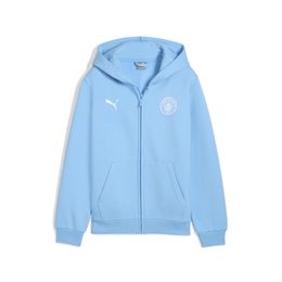Puma Jungen Sweatjacke "Manchester City FtblEssentials Kapuzenjacke Jugendliche", wei&szlig;, Gr. 116, 68% Baumwolle, 32% Polyester, Sweatjacken