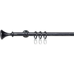 Gardinenstange Liedeco, L:120cm &Oslash;:16mm, silber, Metall, Gardinenstangen, "Esp Kegel", 1-l&auml;ufig im Fixma&szlig; &Oslash; 16 mm