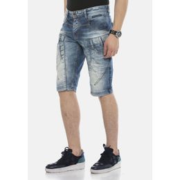 Cipo & Baxx CIPO & BAXX Herren Jeansshorts "Bermuda & Short", blau, Basic, Gr. 29, unifarben, 100% Baumwolle, Jeans, aus reiner Baumwolle