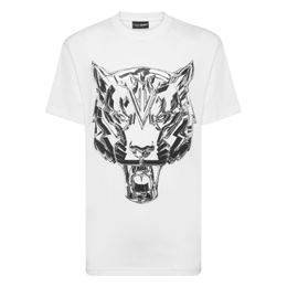Plein Sport Jungen T-Shirt "Chrome Tiger", wei&szlig;, Gr. XXL, Obermaterial: 100% Baumwolle, Shirts
