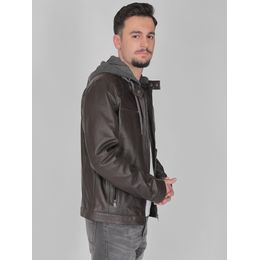 Mustang Herren Lederjacke "Foster", braun, Gr. M, Obermaterial: 100% Lammleder; Wattierung: 100% Polyester; Kapuze: 100% Baumwolle; Innenfutter: 100%