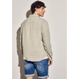 Street One MEN Herren Leinenhemd, beige, Gr. XXXL, unifarben, Stoff, 100% Leinen, Hemden, mit Knopfleiste