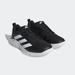 Herren Hallenschuh "COURT TEAM BOUNCE 2.0", adidas Performance, Gr. 42, schwarz-weiß, Synthetik, Textil, Schuhe, geeignet für jeden Hallensport