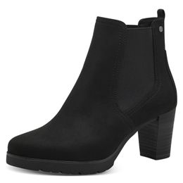 Tamaris Damen Stiefelette, Gr. 41, schwarz, Elastischer Einsatz, Textil, Veloursleder, unifarben, Schuhe, mit Stretcheinsatz