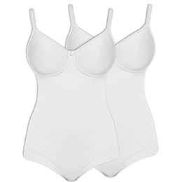SuSa Damen Body "2er Pack Body mit B&uuml;gel Catania", Gr. 75, wei&szlig;, Obermaterial: 60% Polyamid PA. 25% Elasthan EL. 15% Polyester PES., Bodys