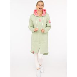 Zwillingsherz Damen Jerseymantel ""Be Positive"", gr&uuml;n, Gr. L, angeraute Sweatware, Obermaterial: 50% Baumwolle, 50% Polyester, M&auml;ntel, mit gro&szlig;em