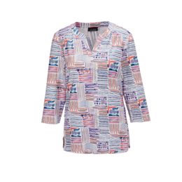 GOLDNER Damen Print-Shirt "Tunika-Druckshirt mit Stehkragen", blau, Gr. 38, Obermaterial: 95% Viskose CV. 5% Elasthan EL., Shirts