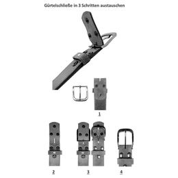Damen Lederg&uuml;rtel, blau, Gr. 95, RETTUNGSRING G&Uuml;RTEL, unifarben, Leder, G&uuml;rtel, mit austauschbarer Schlie&szlig;e &raquo;Felswand Silber&laquo;
