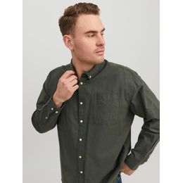 Jack & Jones PlusSize Herren Langarmhemd "JJ JJEOXFORD SHIRT L/S", gr&uuml;n, Gr. 6XL, JACK & JONES PLUSSIZE, unifarben, Web, Obermaterial: 100% Baumwolle, Hemden