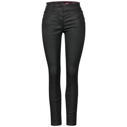 Cecil Damen Lederimitathose "SCARLETT", schwarz, Gr. 31, unifarben, Obermaterial: 76% Viskose, 21% Nylon, 3% Elasthan, Hosen, im Five-Pocket Style