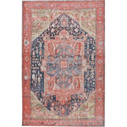Teppich Tom Tailor HOME, B:48cm H:5mm L:70cm, bunt, Baumwolle, Kunstfaser, Wohnzimmer, Teppiche, "Funky Orient Heriz", Kurzflor, Orient-Optik,
