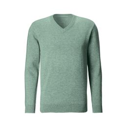 H.I.S. H.I.S Herren Strickpullover, gr&uuml;n, Basic, Gr. M, meliert, Feinstrick, Obermaterial: 60% Baumwolle, 40% Polyester, Pullover, mit V-Ausschnitt,