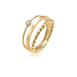 Elli Damen Solit&auml;rring "Ring-Set mit 925 Silber, mit Kristallen von Swarovski", 54mm,mit Steinen, Silber 925 (Sterlingsilber), 2mm, gold, Silber 925