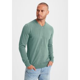 H.I.S. H.I.S Herren Strickpullover, gr&uuml;n, Basic, Gr. XL, meliert, Feinstrick, Obermaterial: 60% Baumwolle, 40% Polyester, Pullover, mit V-Ausschnitt,
