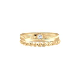 Elli Damen Solit&auml;rring "Ring-Set mit 925 Silber, mit Kristallen von Swarovski", 56mm,mit Steinen, Silber 925 (Sterlingsilber), 2mm, gold, Silber 925