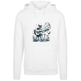 F4NT4STIC Damen Kapuzenpullover "Skelett spielt Gitarre, Musik, Liebe", wei&szlig;, Gr. XXL, Obermaterial: 65% Baumwolle, 35% Polyester, Pullover, Premium