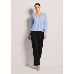 Madeleine Mode MADELEINE Damen Longpullover "Pullover V-Pullover aus Kaschmir", blau, Gr. 40, Obermaterial: 100% Kaschmir WS., Pullover