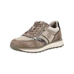 Tamaris Damen Sneaker "Tamaris Sneaker Veolurs/Textil/Synthetik", Gr. 38, beige, Textil, Veloursleder, Schuhe