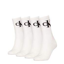 Damen Socken "CKJ WOMEN SOCK 4P MONOGRAM ECOMM", Calvin Klein Jeans, Gr. 39, weiß, Baumwollmischung, Socken