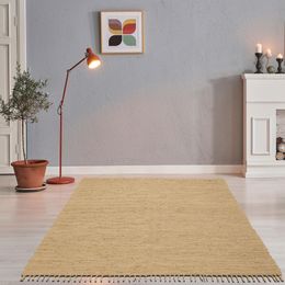 Teppich Theko, B:70cm H:5mm L:140cm, beige, Baumwolle, Wohnzimmer, Teppiche, "Happy Cotton Fleckerl, handgewebt", Flachgewebe, reine Baumwolle,