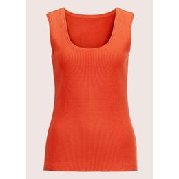 Madeleine Mode MADELEINE Damen Tr&auml;gertop "Tanktop &Auml;rmelloses Rippen-Top"blutorange, Gr. 42, Obermaterial: 46% Baumwolle CO. 46% Modal CMD. 8% Elasthan EL., Tops