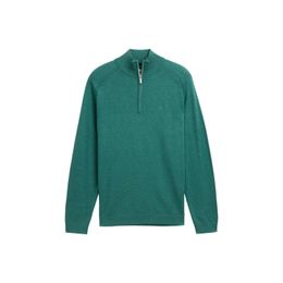 Tom Tailor Herren Troyer, grün, Gr. XXXL, meliert, Strick, Obermaterial: 100% Baumwolle, Pullover, mit Logo Stickerei