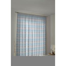 Vorhang WIRTH, B:132cm H:175cm, blau, Jacquard, Baumwolle, Polyester, Wohnzimmer, Gardinen, "Benewitz"