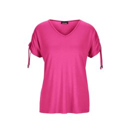 GOLDNER Damen Kurzarmshirt "Kurzarm Viskose-Oberteil", rosa, Gr. 44, Obermaterial: 95% Viskose CV. 5% Elasthan EL., Shirts