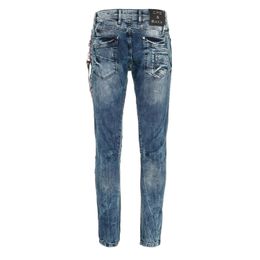Cipo & Baxx CIPO & BAXX Damen Slim-fit-Jeans "Jeans", blau, Gr. 29, unifarben, 98% Baumwolle, 2% Elasthan, Jeans, mit Zierstichen und Taschendetails, CD-478